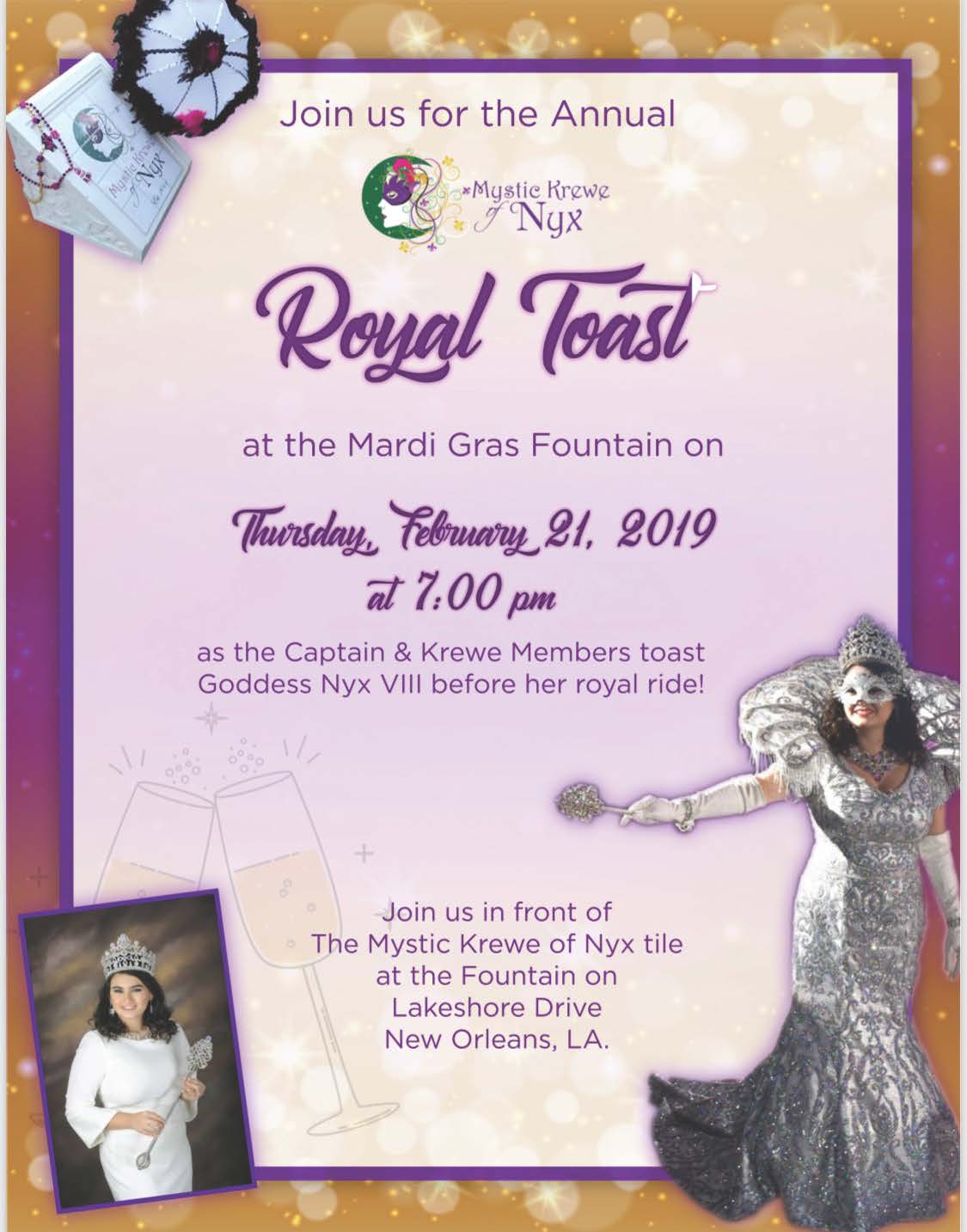 Krewe of Nyx Royal Toast and Second Line Set For Thursday