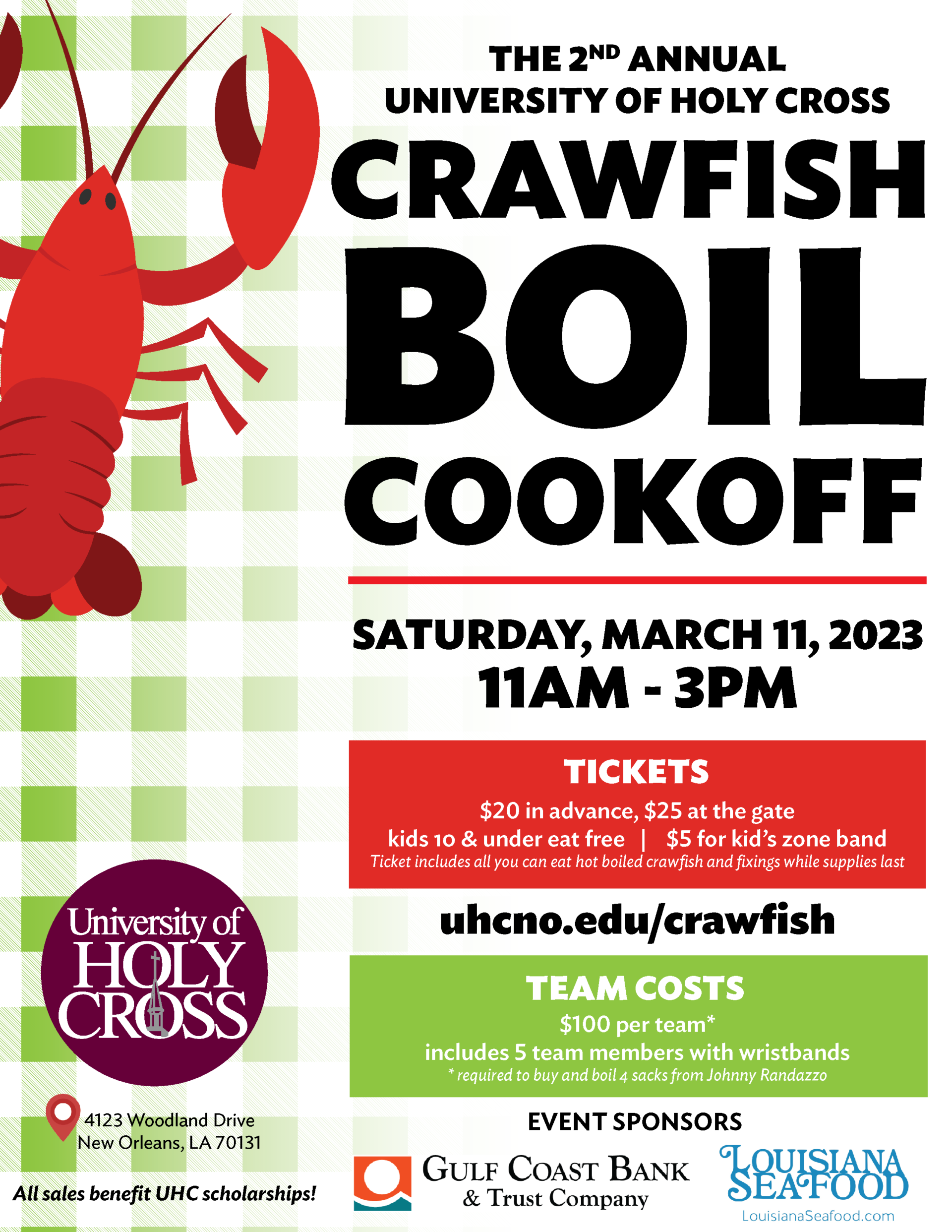 University of Holy Cross to Hold Second-Annual Crawfish Boil Cook-Off