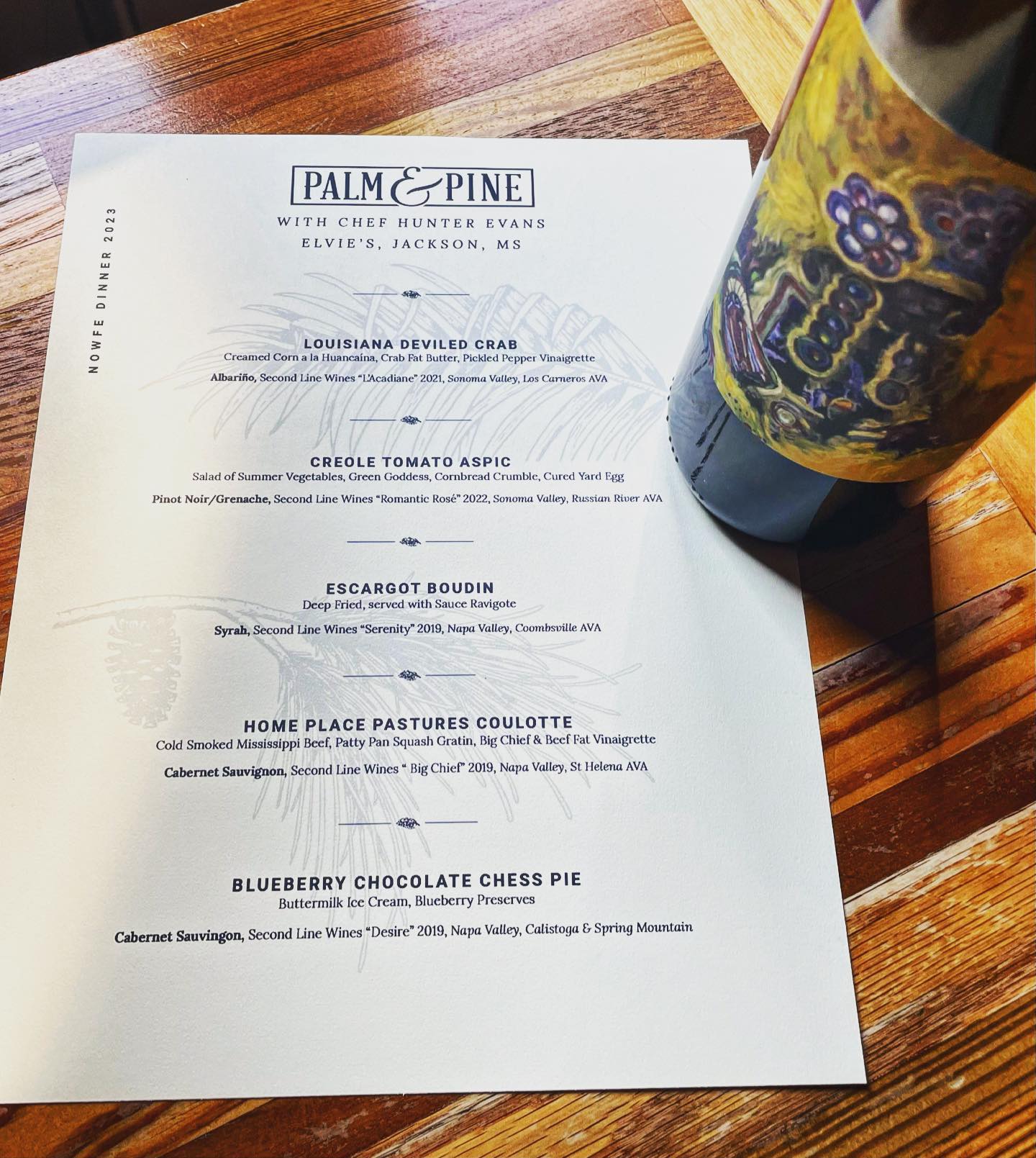 Palm&Pine Event featuring Second Line Wines in collaboration with Elvie’s